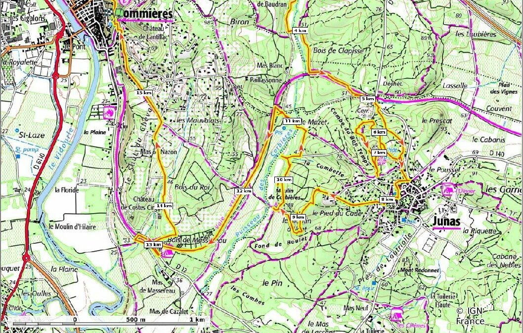 SityTrail – 3583084 – carrieres-de-junas – Carte et profil A4 Portrait ...